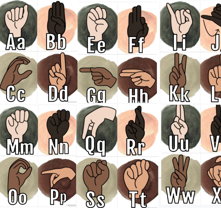 ASL Multicultural Alphabet Cards - Etsy