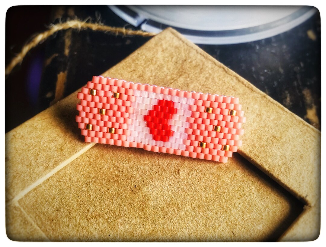 Pink and Red Miyuki Beaded Bandage Pins Handmade Jewelry Small Comfort ...