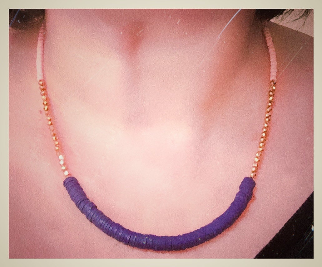 Fine Gold Chain Necklace With Heishi Beads, Seed Beads, and Gold-plated ...