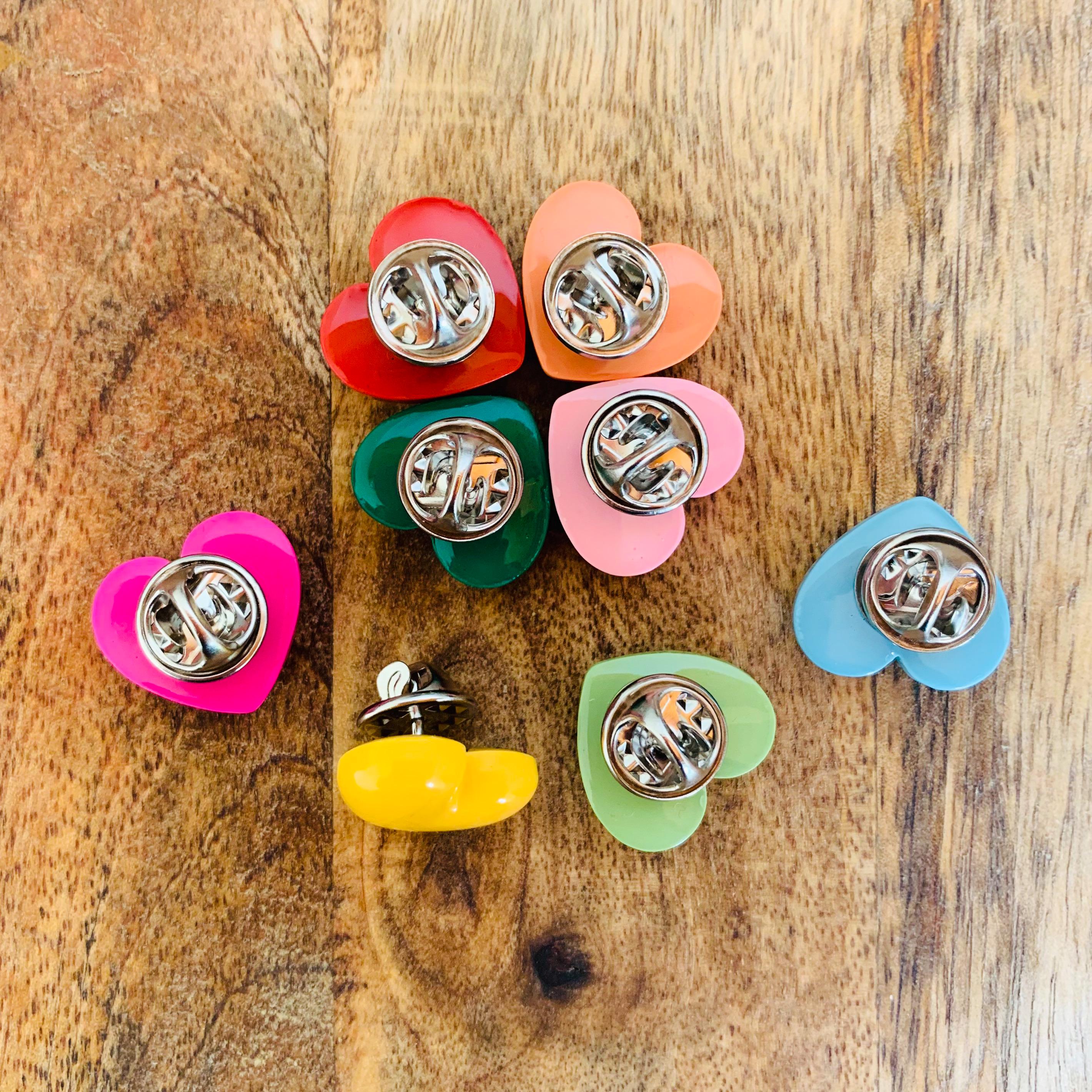 Heart Pins in Several Colors in Acrylic and Resin - Mini Colorful Heart ...