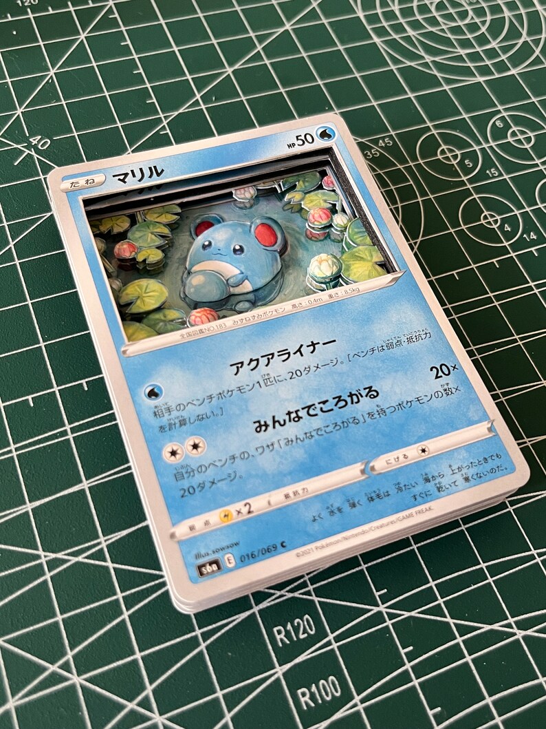 Custom 3D Pokemon Cards TCG Shadowbox Art Japanese Edition マリル Marill C 016/069 S6a - Etsy