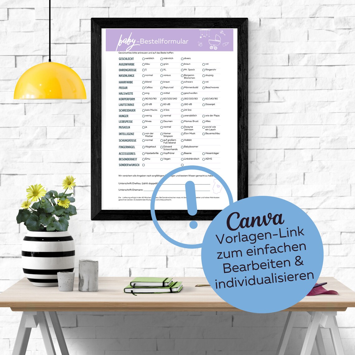 Baby Order Form Canva Template Wedding Newspaper Funny Application Form ...