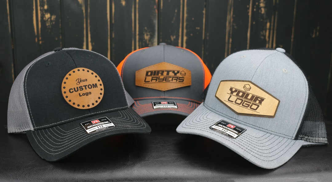Custom Leather Veneer Patch Hat - Personalized Logo Richardson Snapback ...