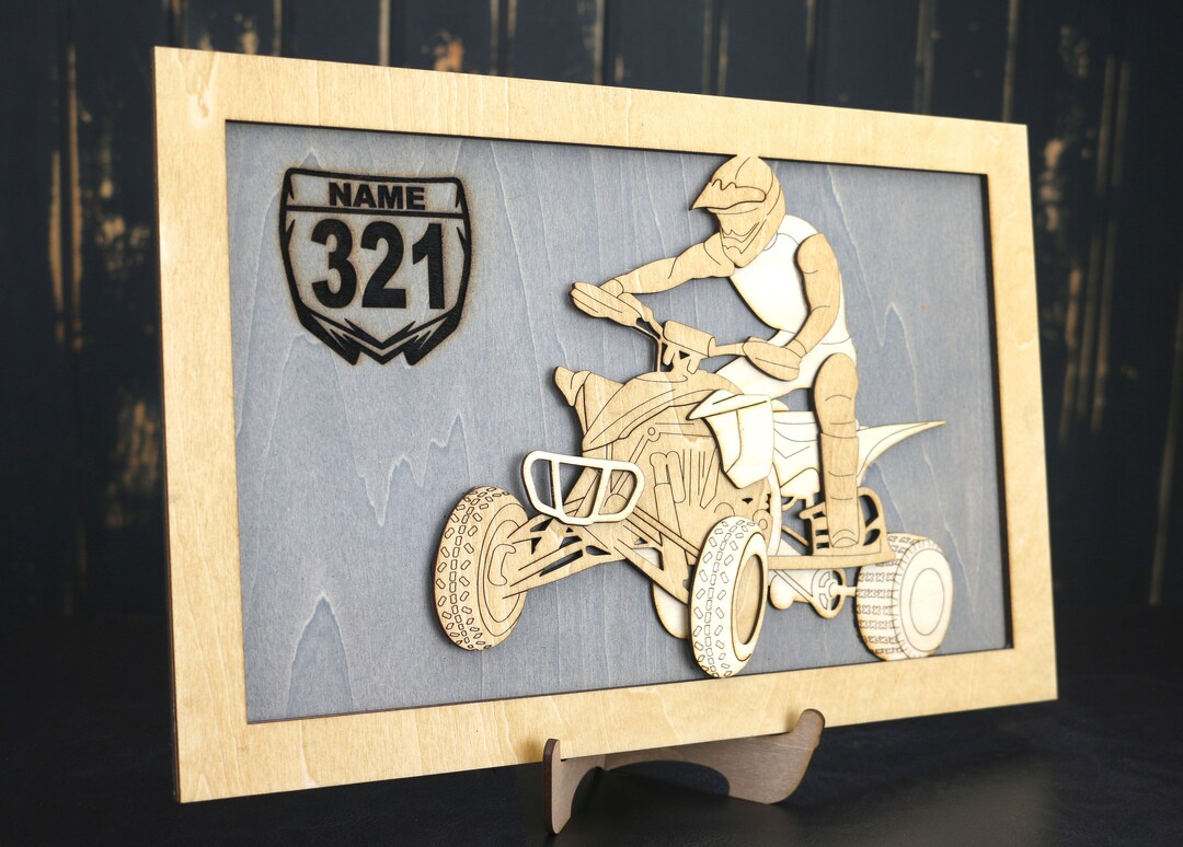 3D Quad Dirt Bike Male Wall Art - Personalized ATV 4 Wheeler Sign - Etsy