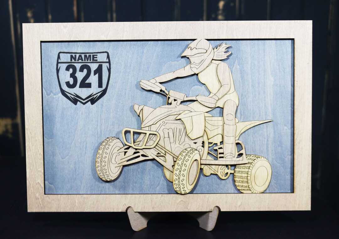 3D Quad Dirt Bike Female Wall Art- Personalized Girl ATV 4 Wheeler Sign ...