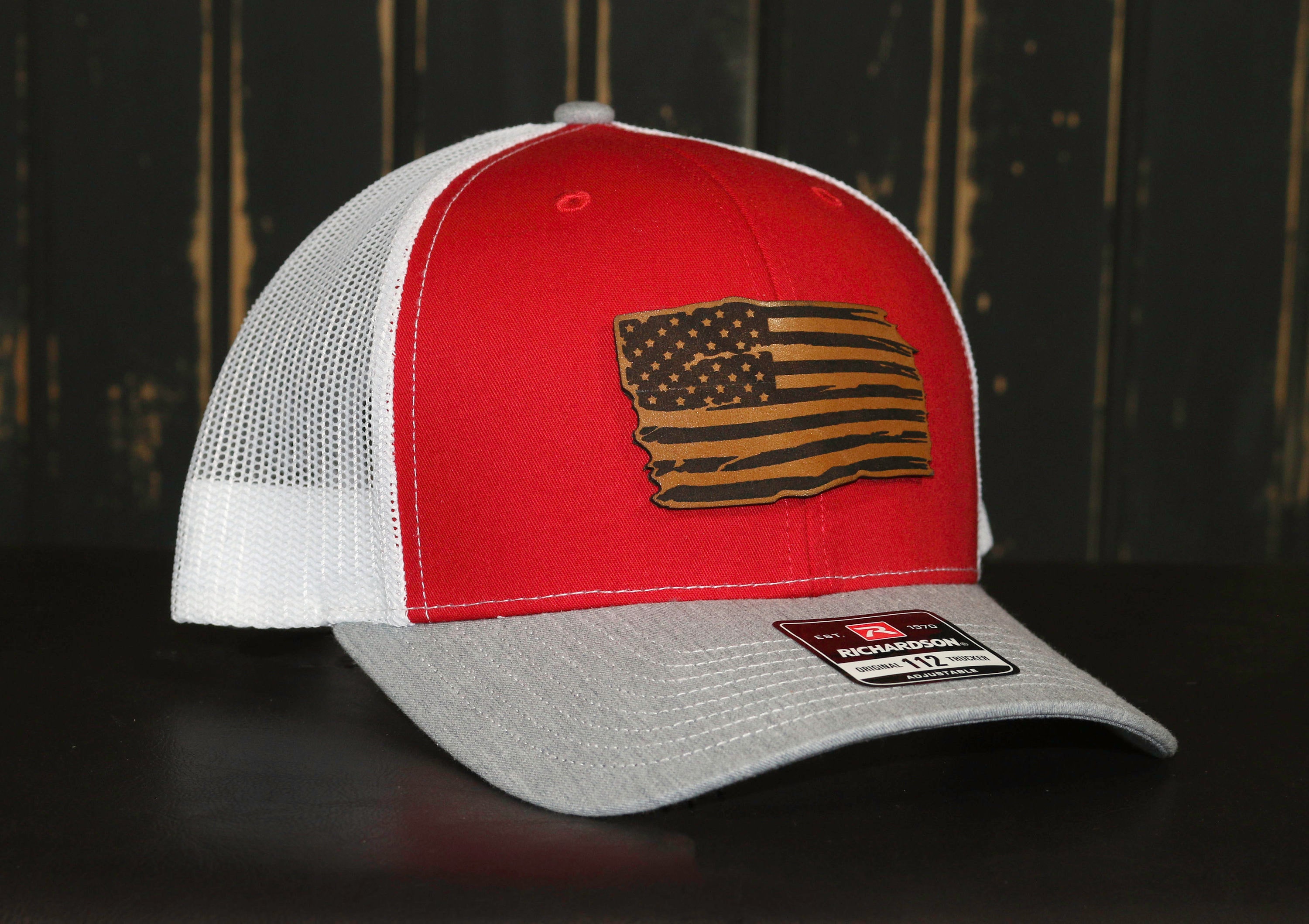 American Flag Trucker Hat Distressed Flag Leather Patch - Etsy