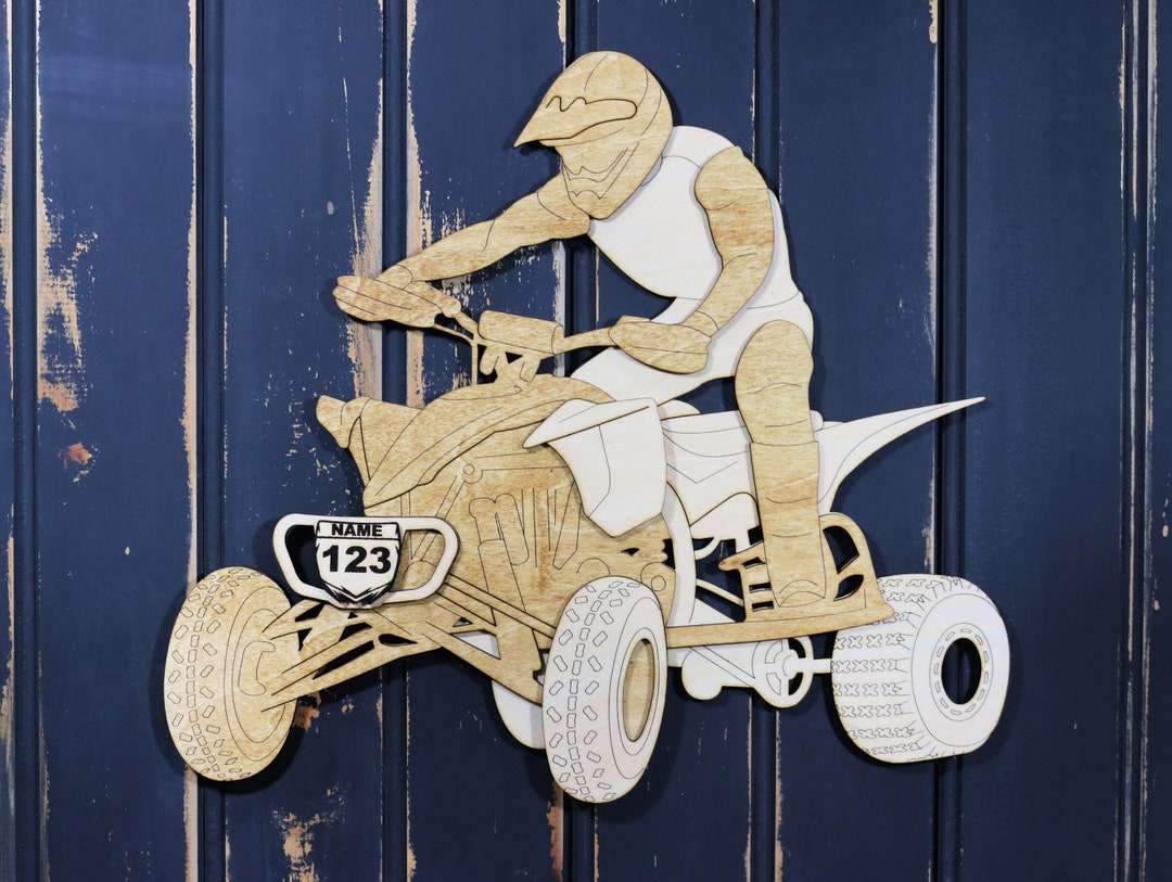 3D Quad Dirt Bike Male Wall Art - Personalized ATV 4 Wheeler Sign - Etsy