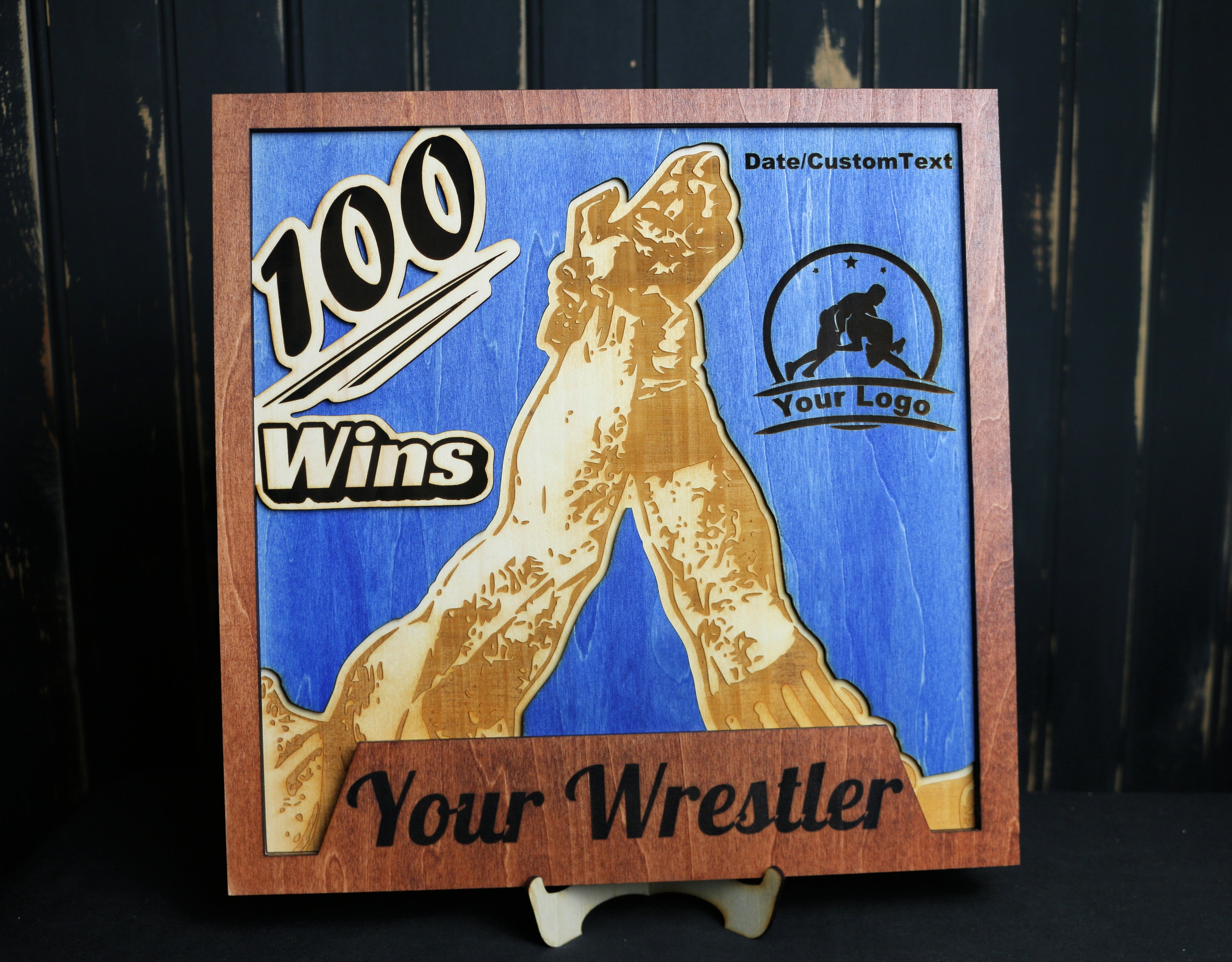 Wrestling 100 Win Plaque Personalized Freestyle Folkstyle Greco Award ...
