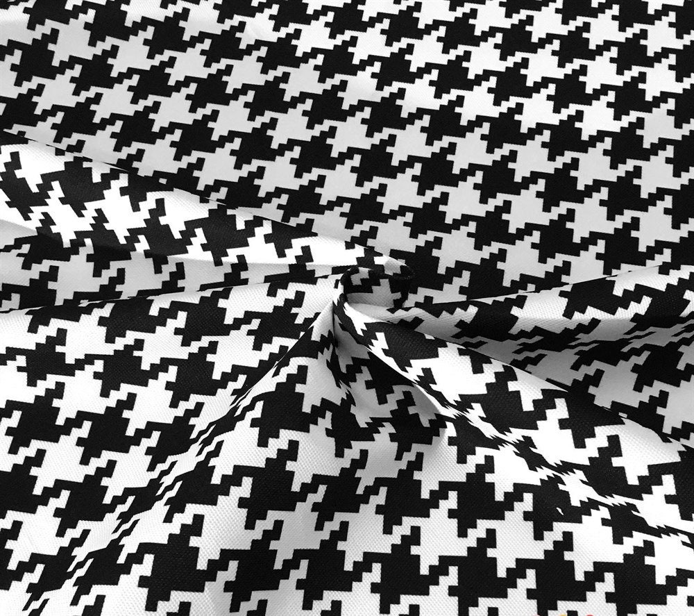 Houndstooth Fabric, Upholstery Fabric, Black Gray Blue Navy White Color ...