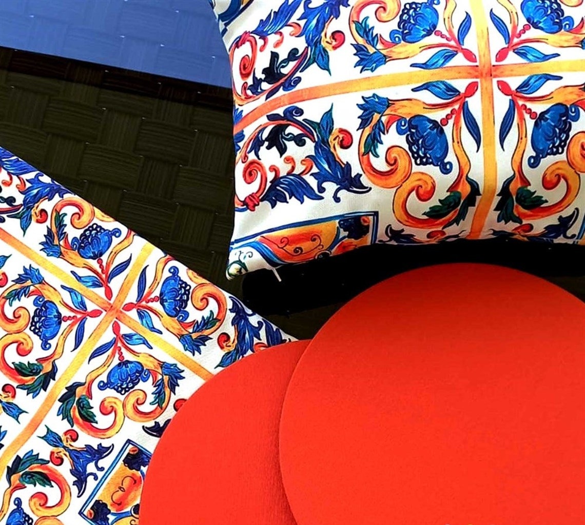 Majolica Pattern Fabric Sicilian Tile Pattern Fabric by the - Etsy