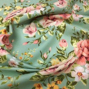 Boho Dusty Rose Floral Fabric, Pink Roses Pattern Upholstery Fabric on ...