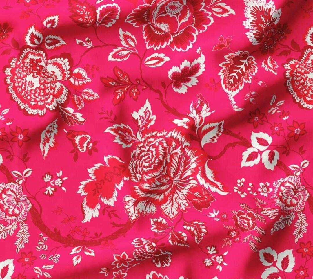 Hot Pink Floral Upholstery Fabric, William Morris Fabric by the Yards ...