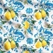 Lemon Print Fabric by the Yard, Baroque Fabric, Lemon With Navy Blue ...