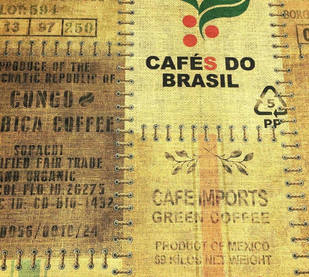 Coffee Sack Pattern Fabric, Vintage Style Fabric, Burlap Look Print ...