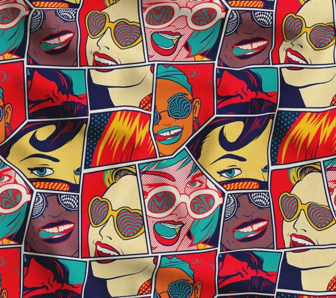 Pop Art Comic Print Fabric, Retro Upholstery Fabric by the Yard - Etsy
