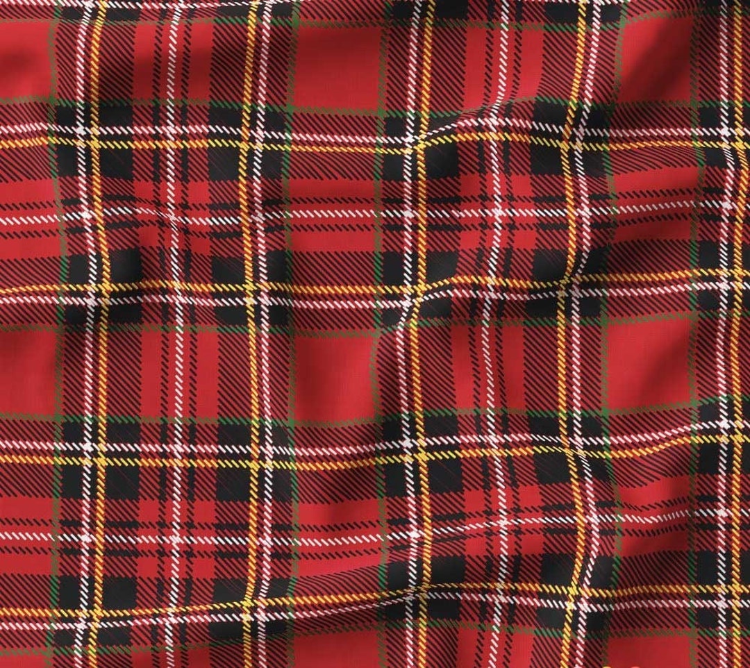 Plaid Fabric, Classic Red Tartan Checkered Upholstery Fabric by the ...