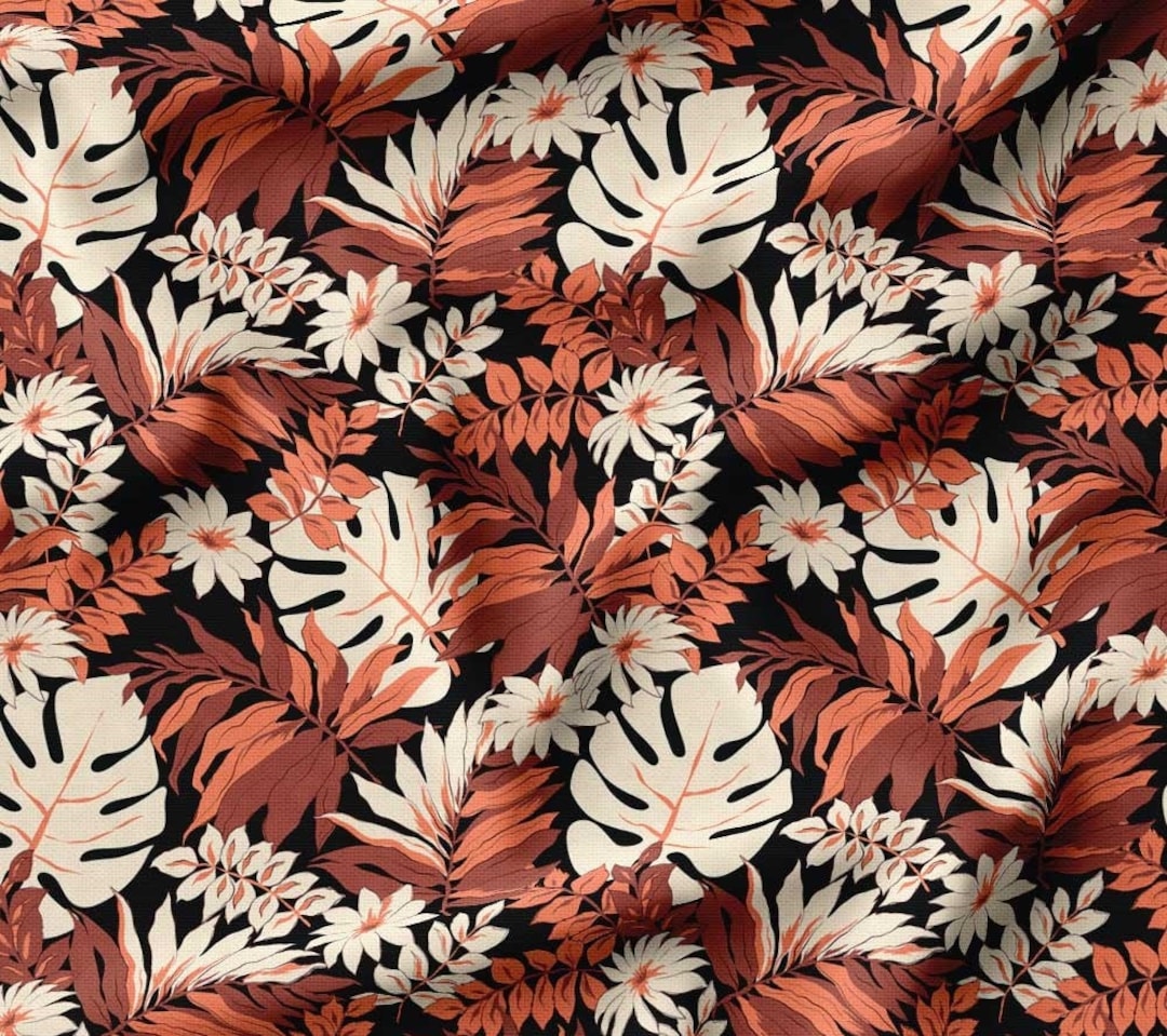 Tropical Upholstery Fabric, Fall Monstera Leaves Fabric by the Yard ...