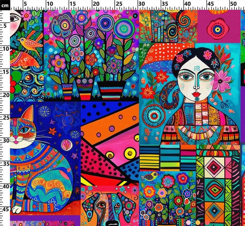 Alexander Henry-pop Art Patchwork Fabric by the Yard, Colorful Canvas ...