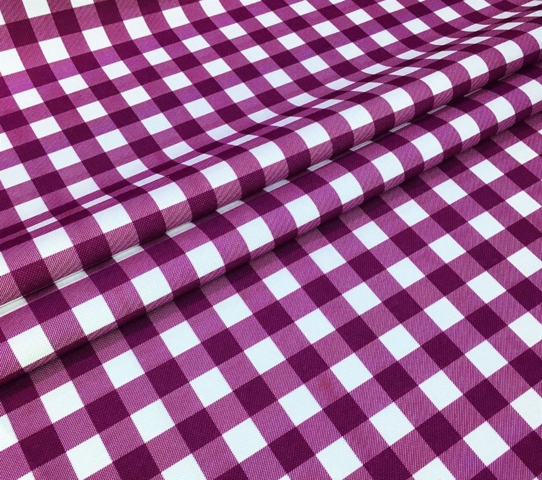 Purple White Gingham Upholstery Fabric by the Yard, Gingham Fabric ...