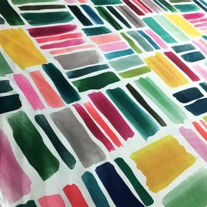 Watercolor Ticking Stripe Fabric, Colorful Abstract Stripe Upholstery ...