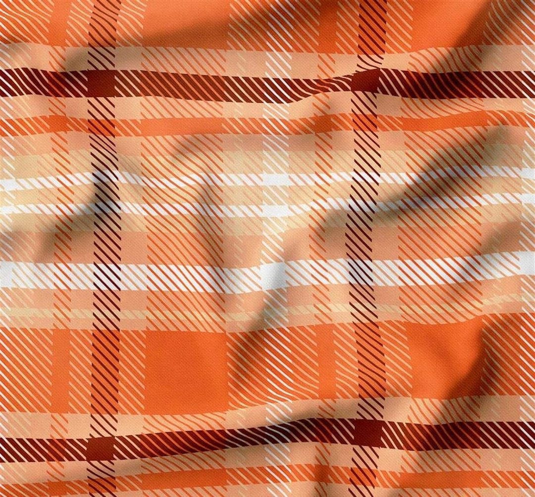 Plaid Upholstery Fabric - Burnt Orange Tartan Fabric by the Yard ...