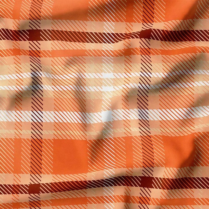 Orange Plaid Fabric - Etsy