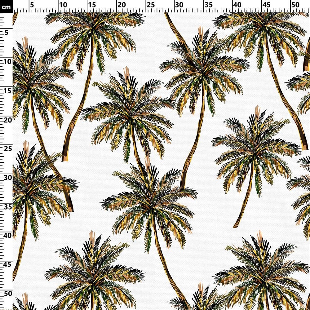 Hawaiian Fabric, Vintage Tropical Palm Trees Fabric, Designer Fabric by ...