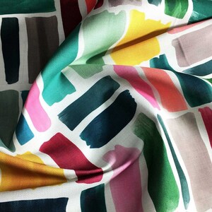 Watercolor Ticking Stripe Fabric, Colorful Abstract Stripe Upholstery ...
