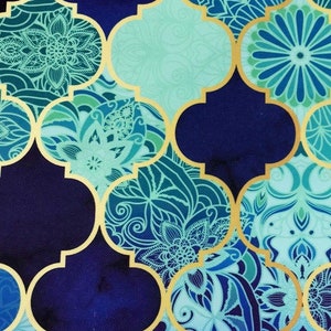 Blue Moroccan Fabric, Cobalt Blue and Aqua Decorative Moroccan Tiles ...