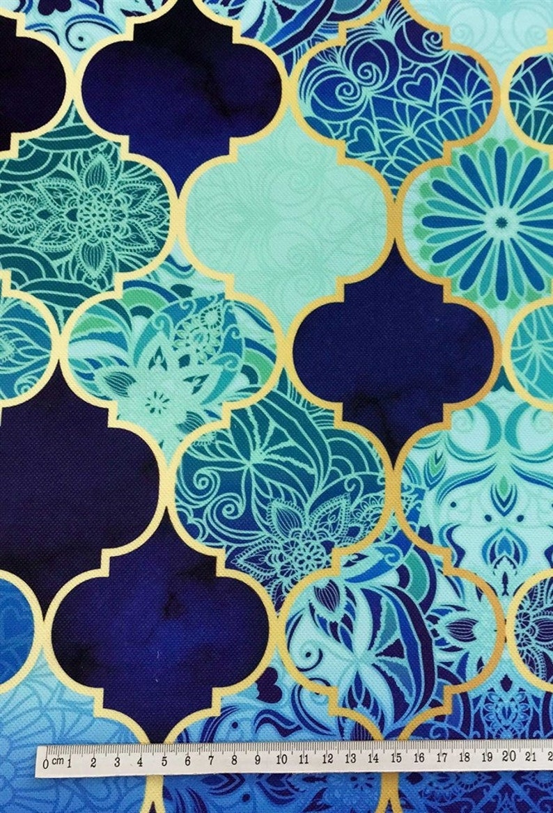 Blue Moroccan Fabric, Cobalt Blue and Aqua Decorative Moroccan Tiles ...