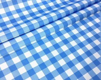 Baby Blue Fabric Big Buffalo Plaid Check Blue and White by ...