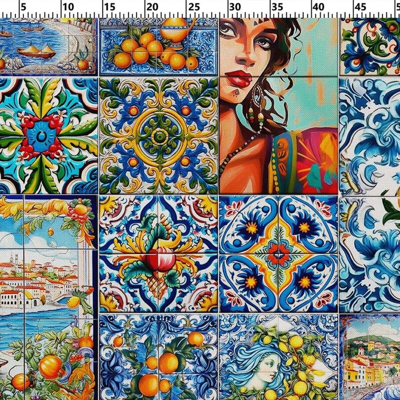 Tile Fabric - Etsy