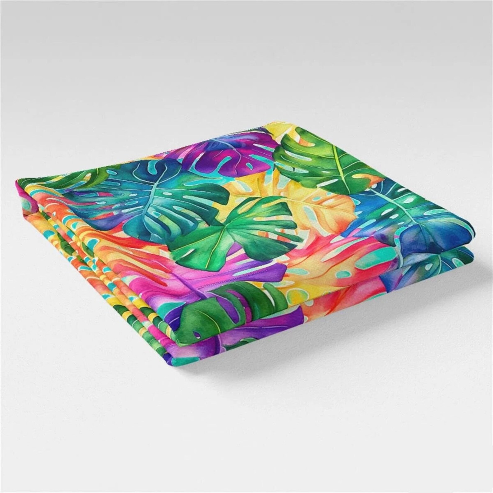 Tropical Fabric, Colorful Monstera Albo Print Upholstery Fabric ...
