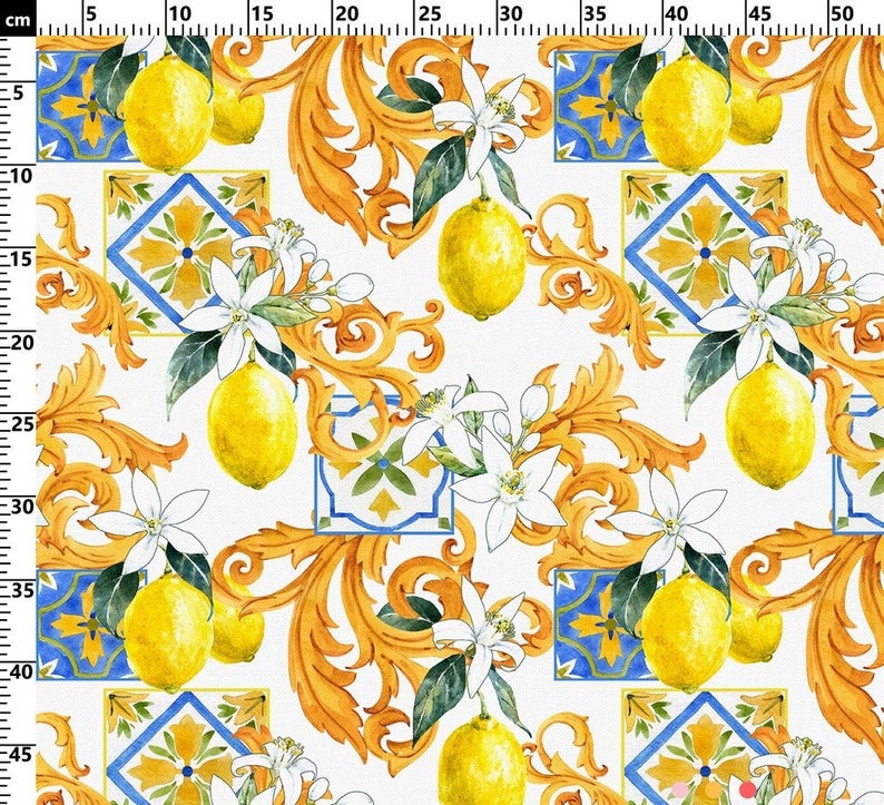 Lemon Garden Print Upholstery Fabric by the Yard Damask Lemon - Etsy