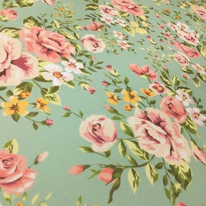 Boho Dusty Rose Floral Fabric, Pink Roses Pattern Upholstery Fabric on ...