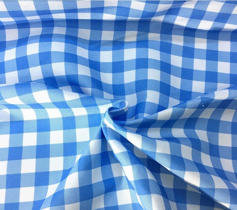Baby Blue Gingham Fabric, Checked Upholstery Fabric by the Yard ...