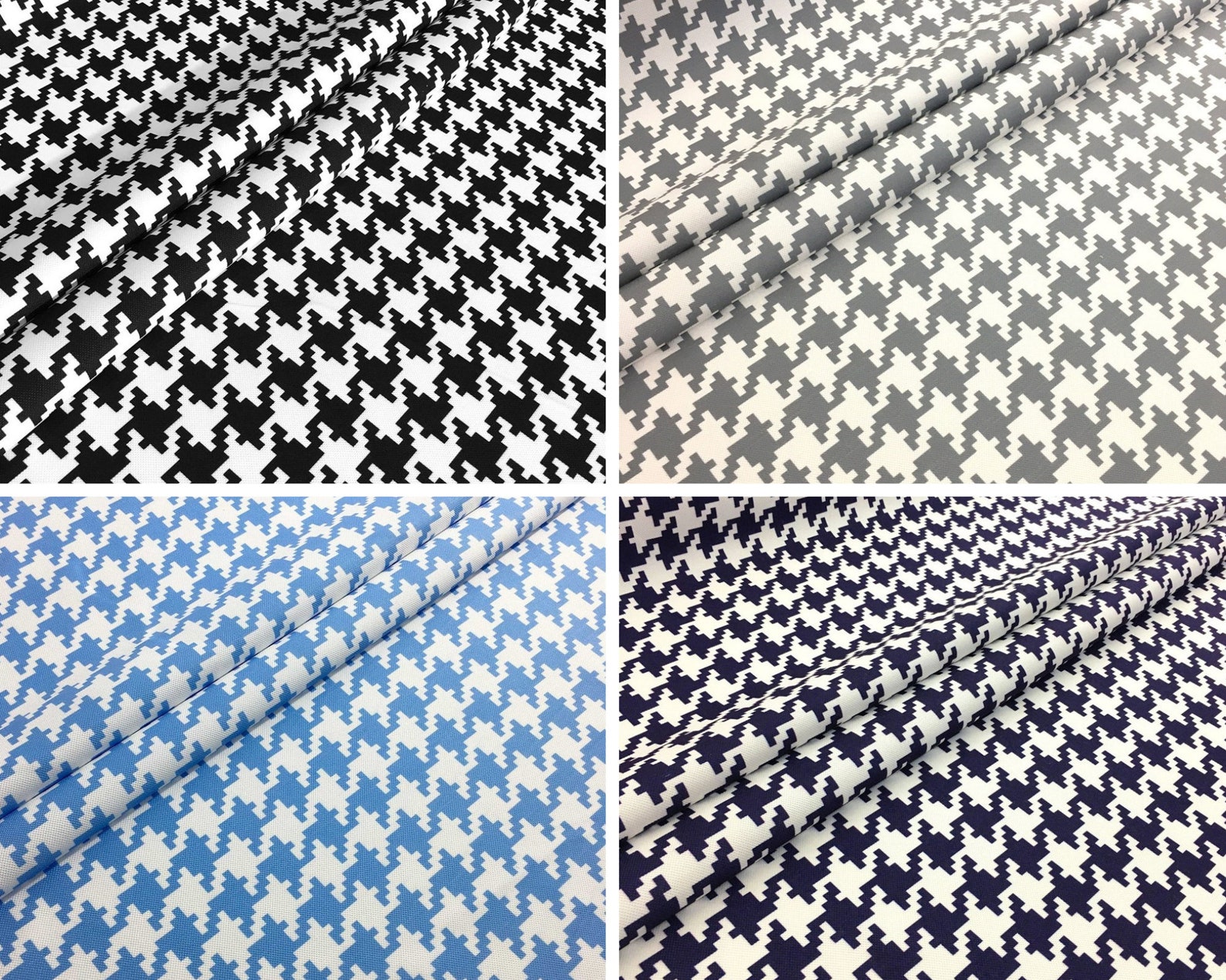 Houndstooth Fabric, Upholstery Fabric, Black Gray Blue Navy White Color ...