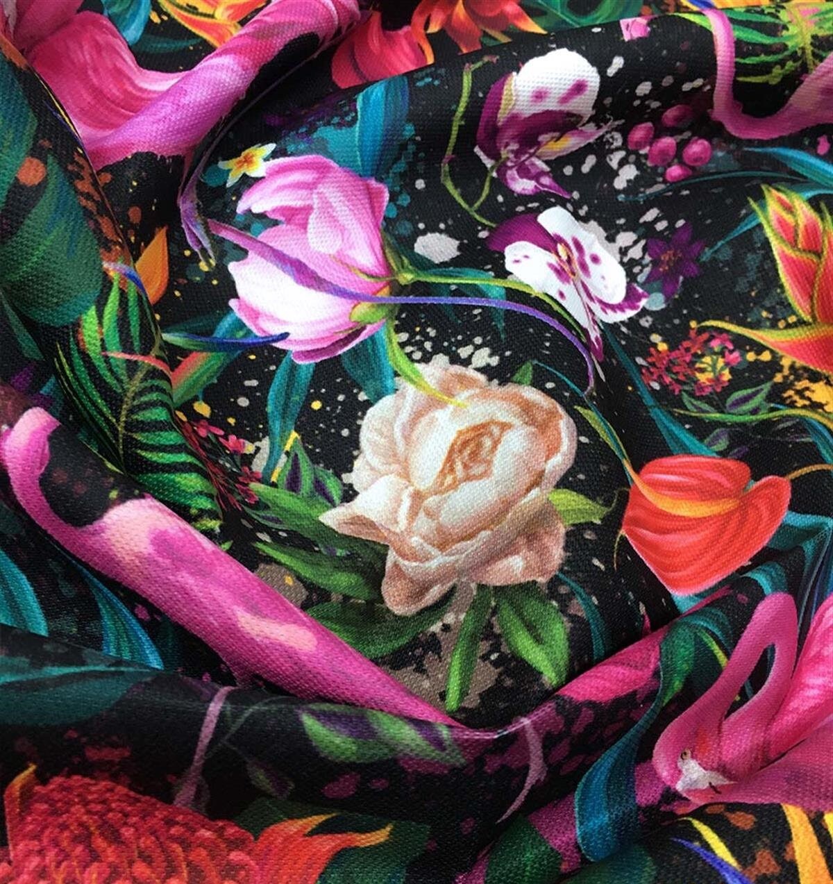 Tropical Flowers and Flamingo Pattern Fabric, Tula Pink Fabric ...