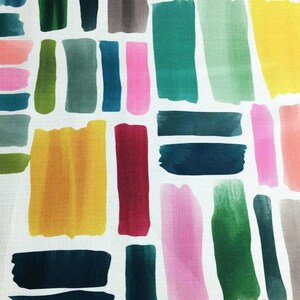 Watercolor Ticking Stripe Fabric, Colorful Abstract Stripe Upholstery ...