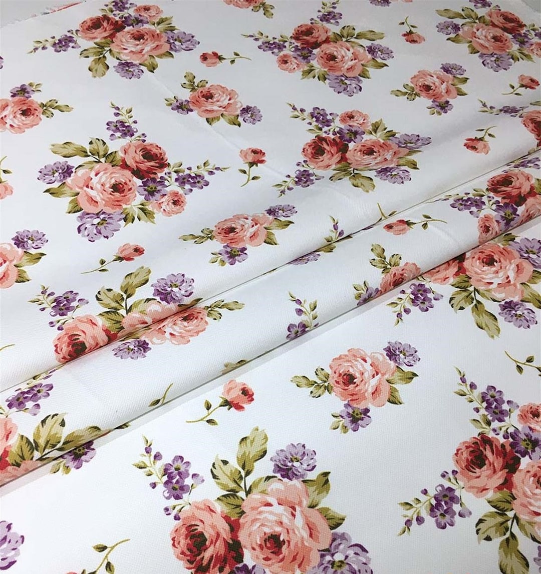 Pink Roses Fabric, Classic Rose Floral Upholstery Fabric by the Yard ...