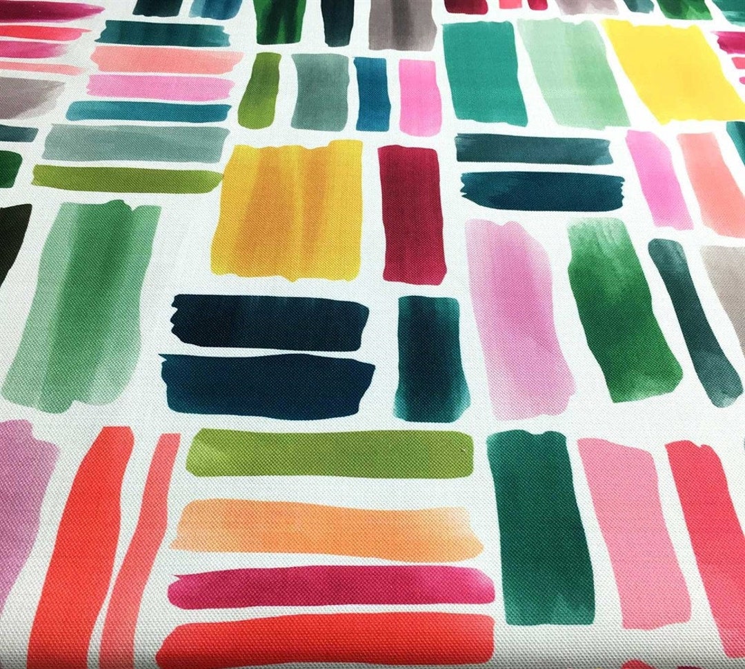 Watercolor Ticking Stripe Fabric, Colorful Abstract Stripe Upholstery ...