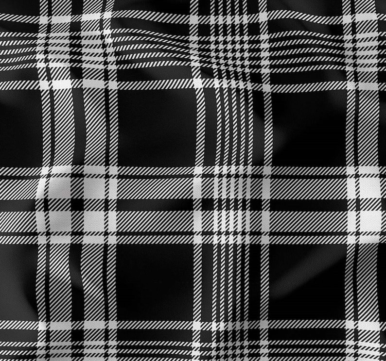 Black White Plaid Fabric, Tartan Fabric by the Yard, Upholstery Fabric ...