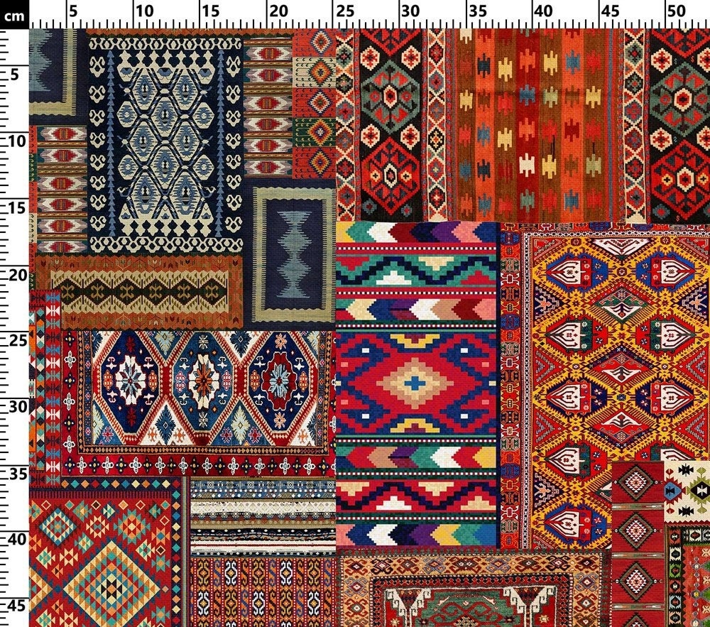 Bohemian Kilim Fabric, Patchwork Upholstery Fabric by the Yard, Boho ...