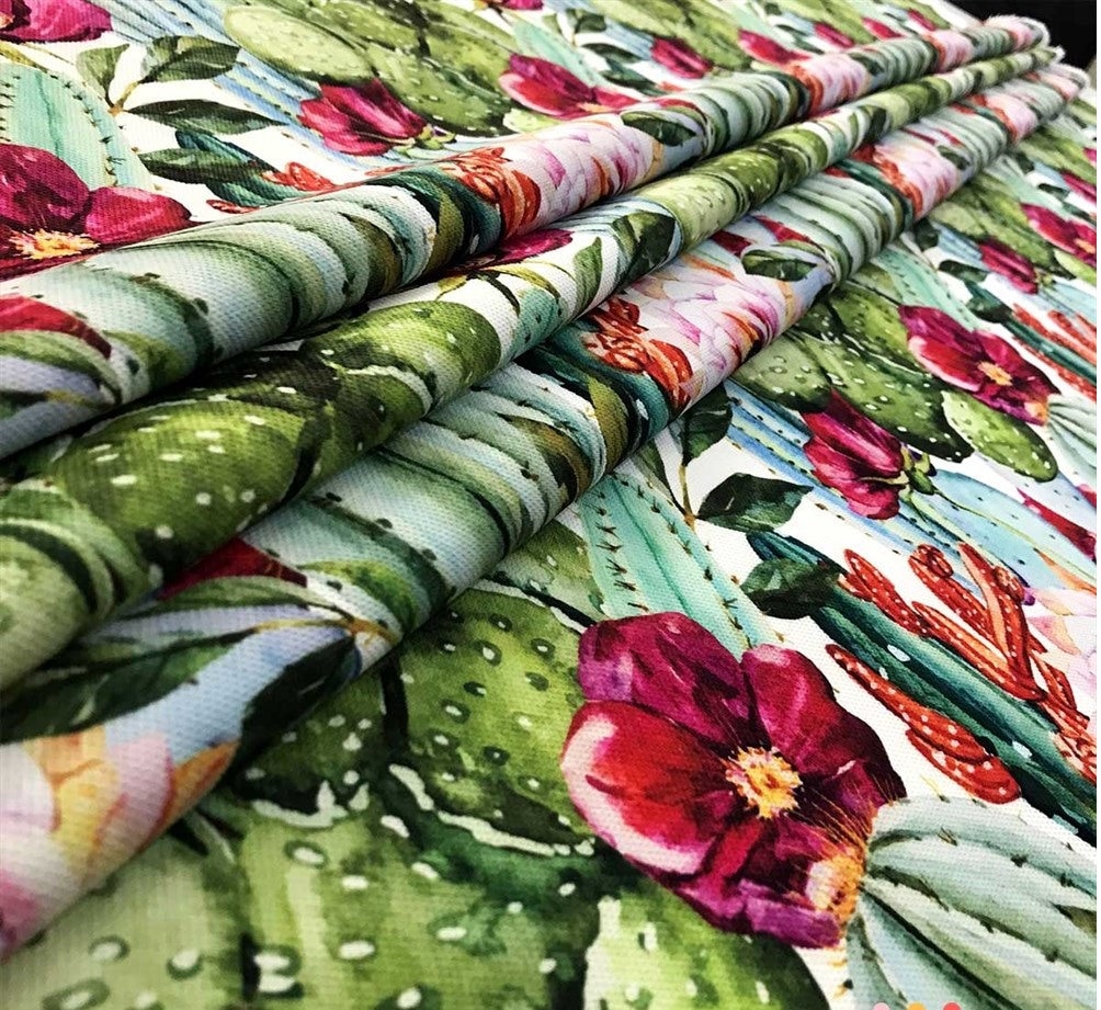 Floral Cactus Fabric by the Yard, Succulents Fabric, Upholstery or ...