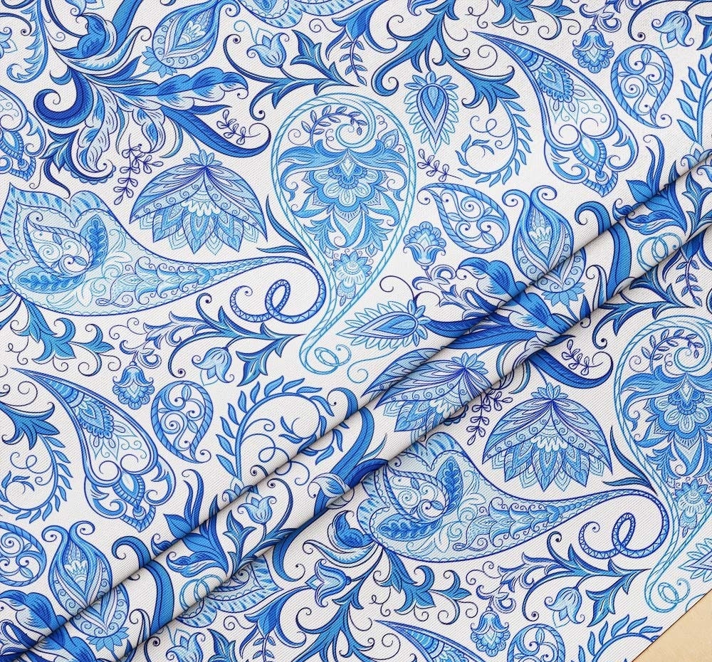 Blue Floral Paisley Upholstery Fabric, Art Gallery Waverly Fabric - Etsy