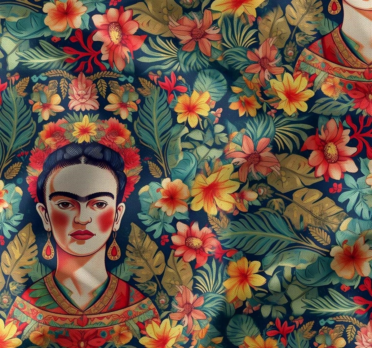 Frida Khalo Patterned Floral Fabric, Alexander Henry Fabric by the Yard ...