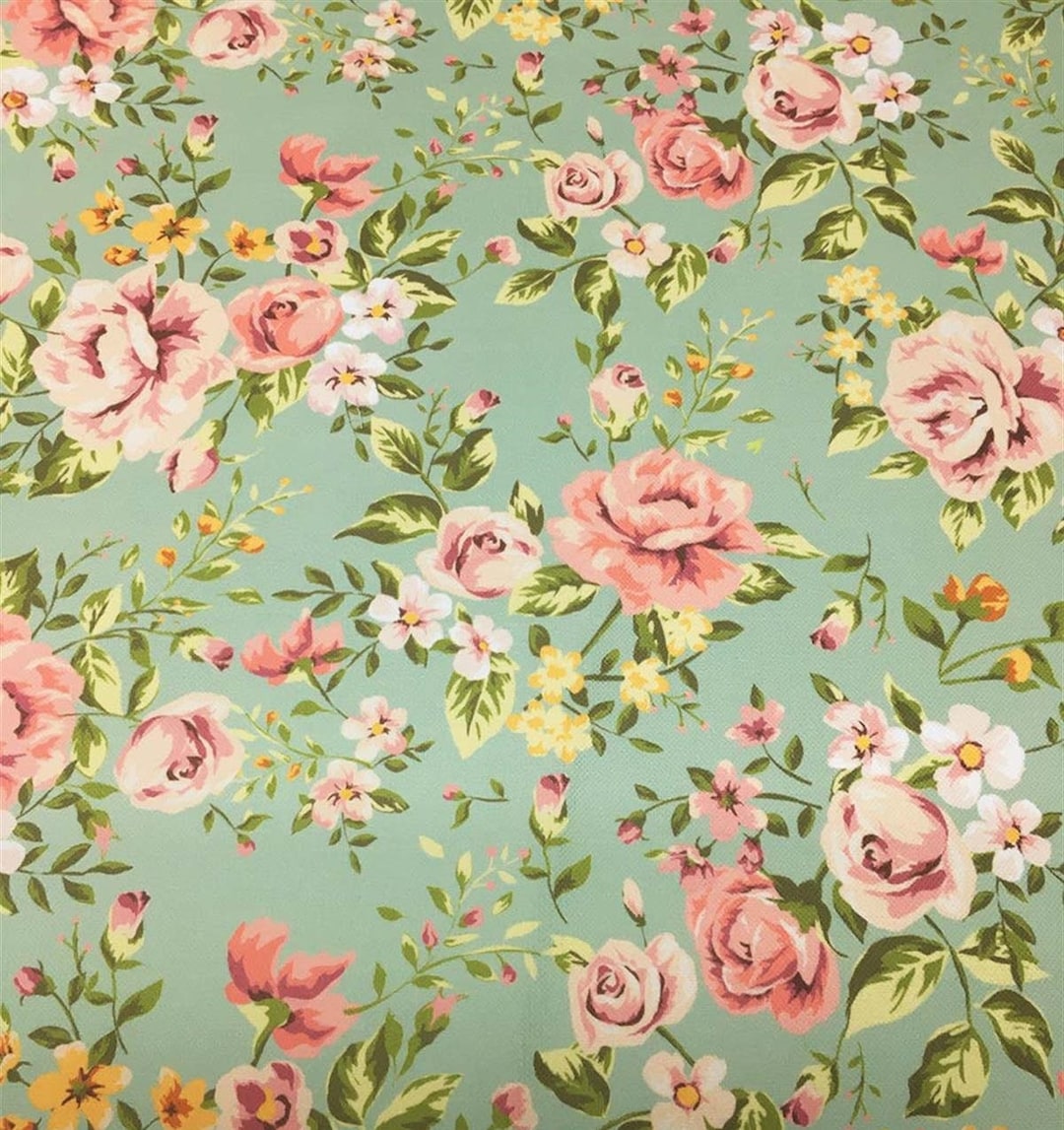 Boho Dusty Rose Floral Fabric, Pink Roses Pattern Upholstery Fabric on ...