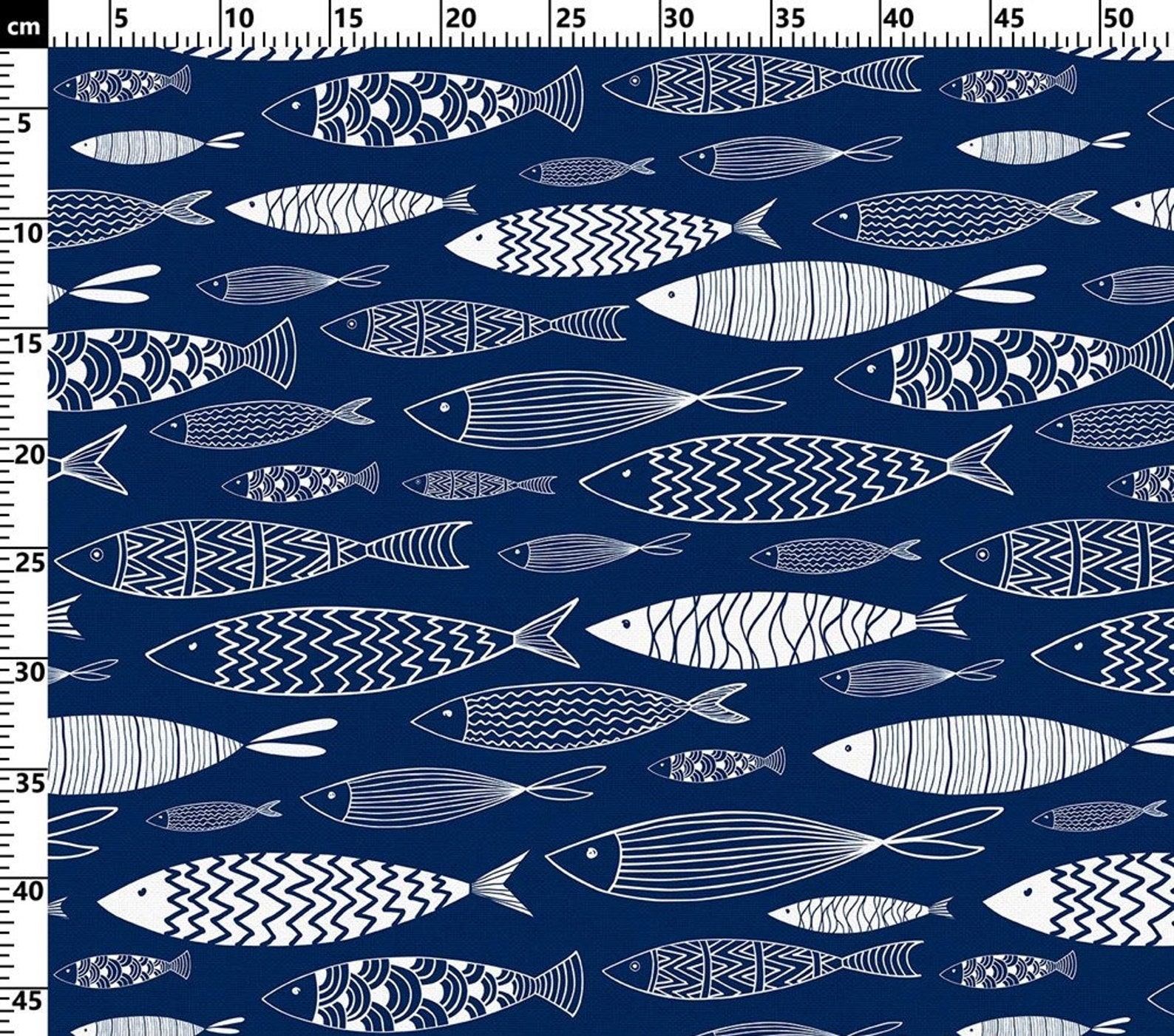 Fish Fabric, Blue Fishes Print Fabric by the Yard, Teal Fabric, Fabric ...