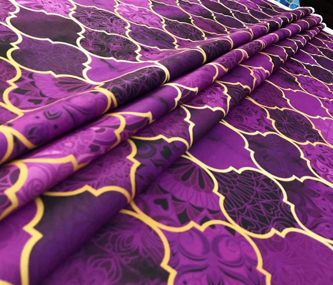 Arabic Fabric Purple Moroccan Upholstery Fabric Bright - Etsy