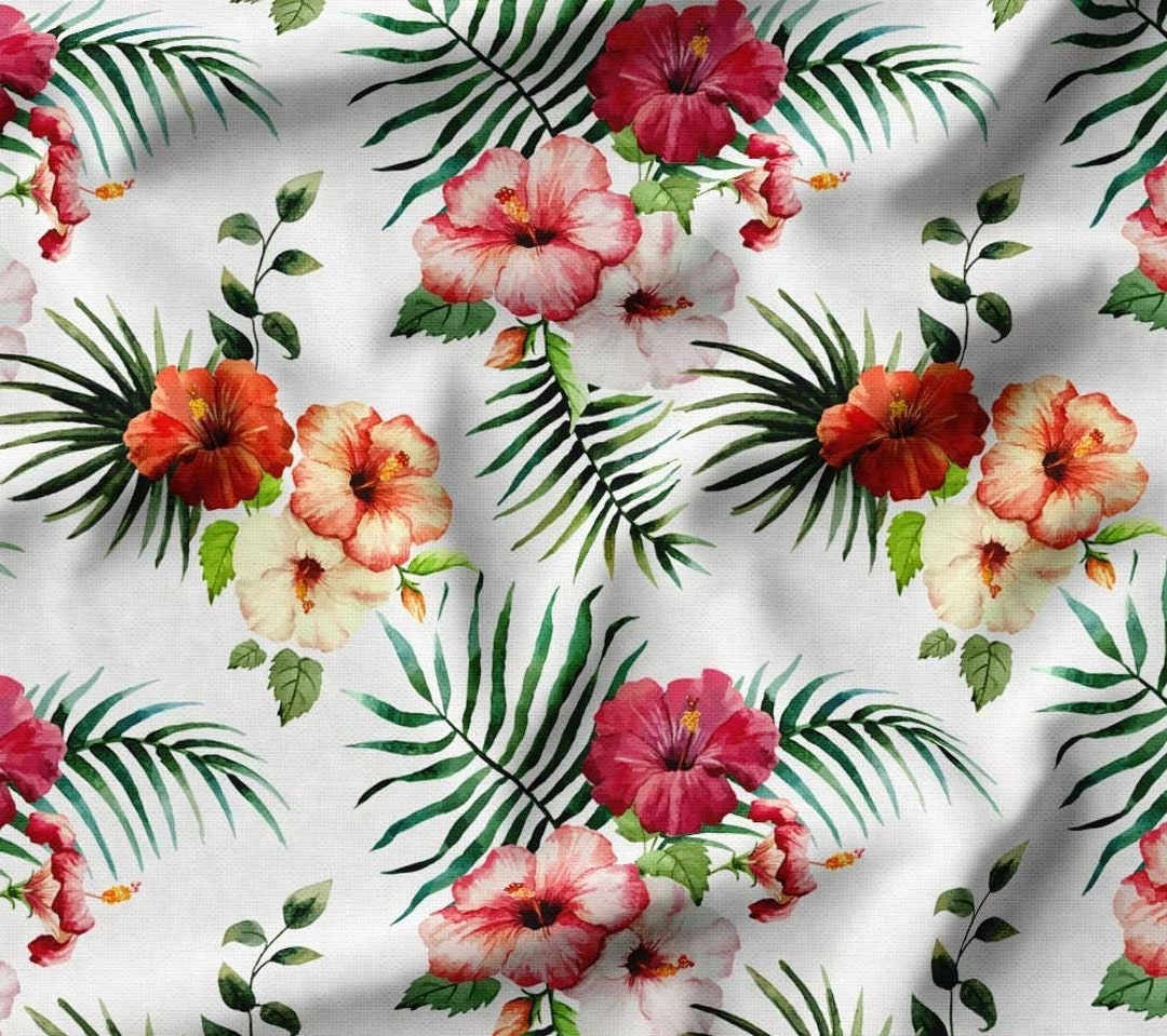 Japanese Upholstery Fabric, Hibiscus Floral Fabric by the Yard ...
